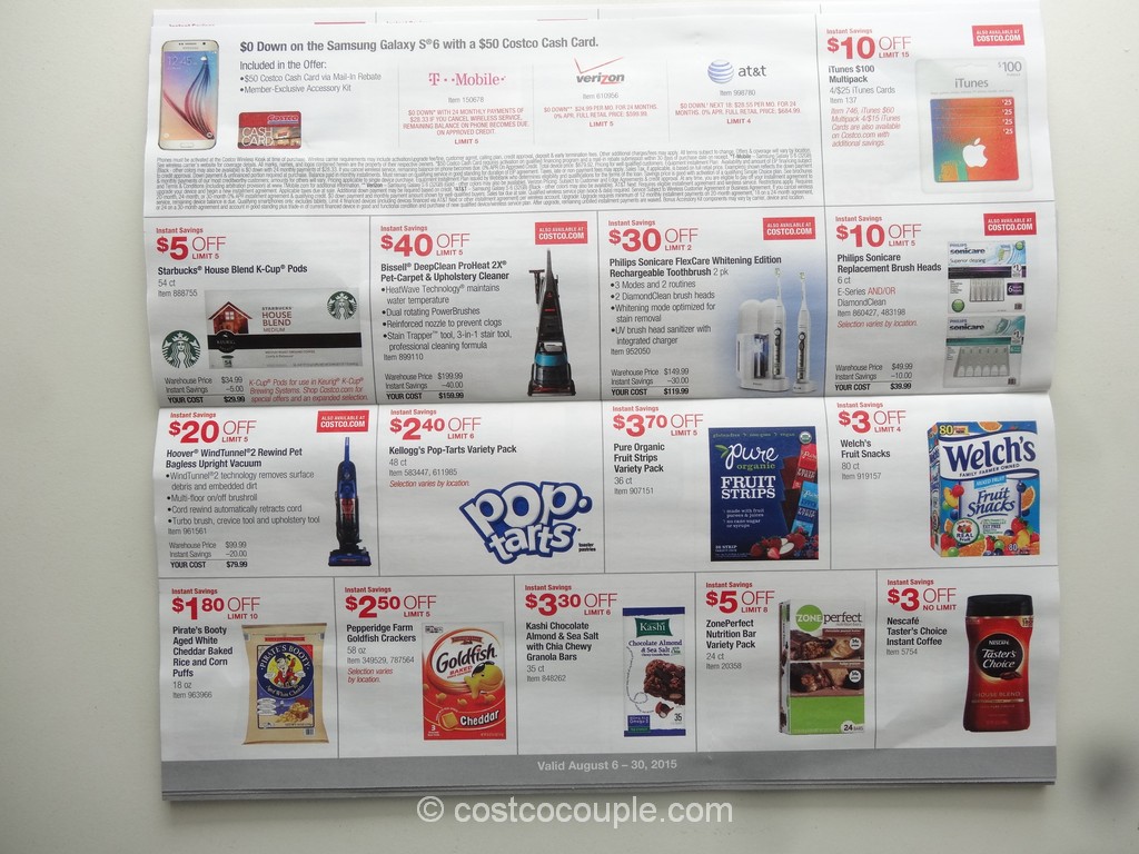 Costco August 2015 Coupon Book 08/06/15 to 08/30/15