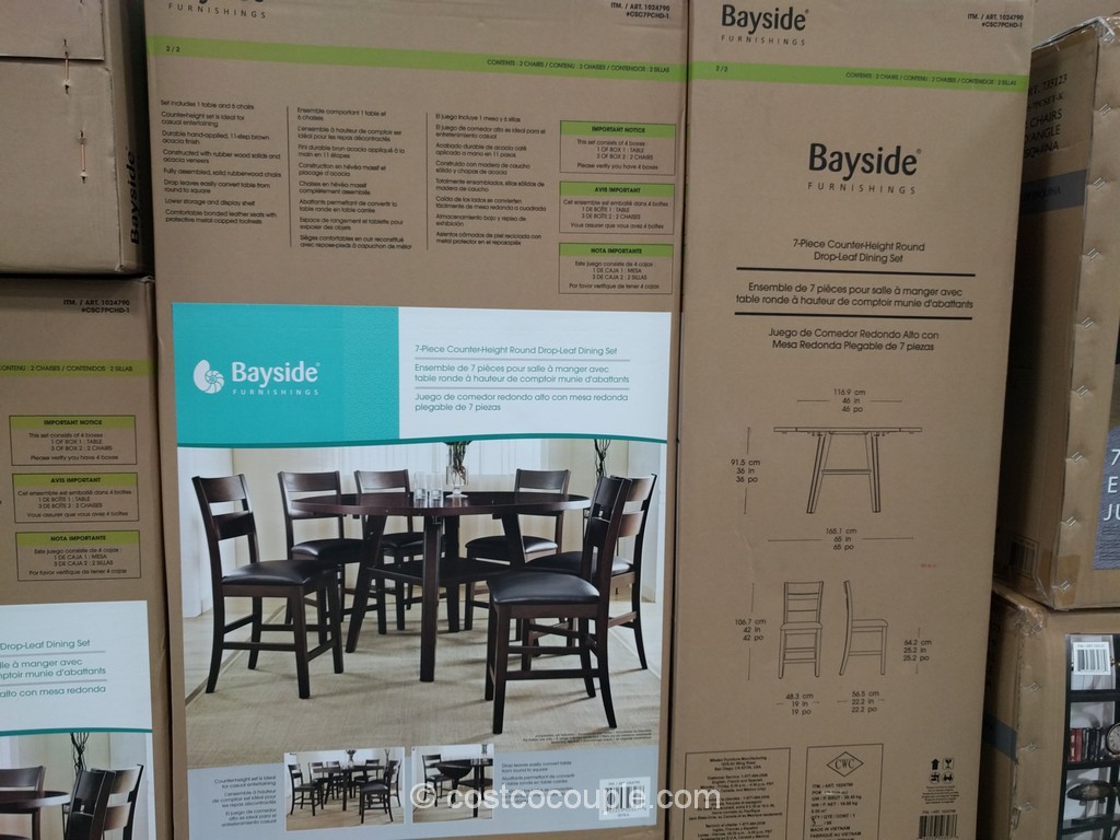 Bayside Furnishings 7-Piece Counter Height Round Dining Set